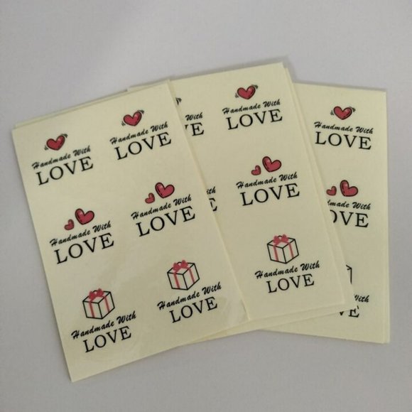 Office | 6 Pcs 138 Handmade With Love Sticker Transparent Seal Sticker ...